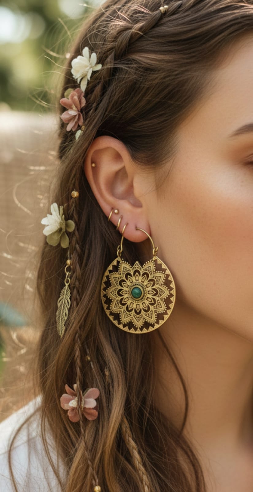 Bohemian Handcrafted Brass Bloom Hoops - Bliss Boho